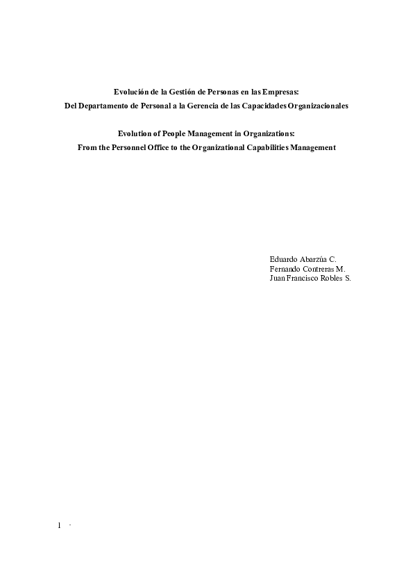 (PDF) Evolución de la Gestión de Personas en las Empresas: Del Departamento de Personal a la ...