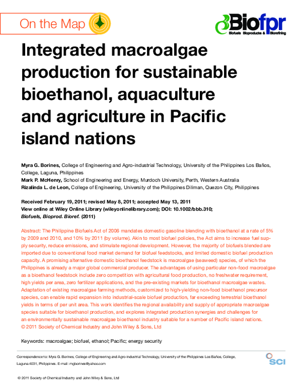 (PDF) Integrated macroalgae production for sustainable bioethanol ...