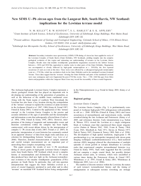 (PDF) New SIMS U-Pb zircon ages from the Langavat Belt, South Harris ...
