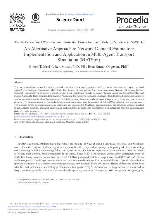 (PDF) An Alternative Approach to Network Demand Estimation: Implementation and Application in ...