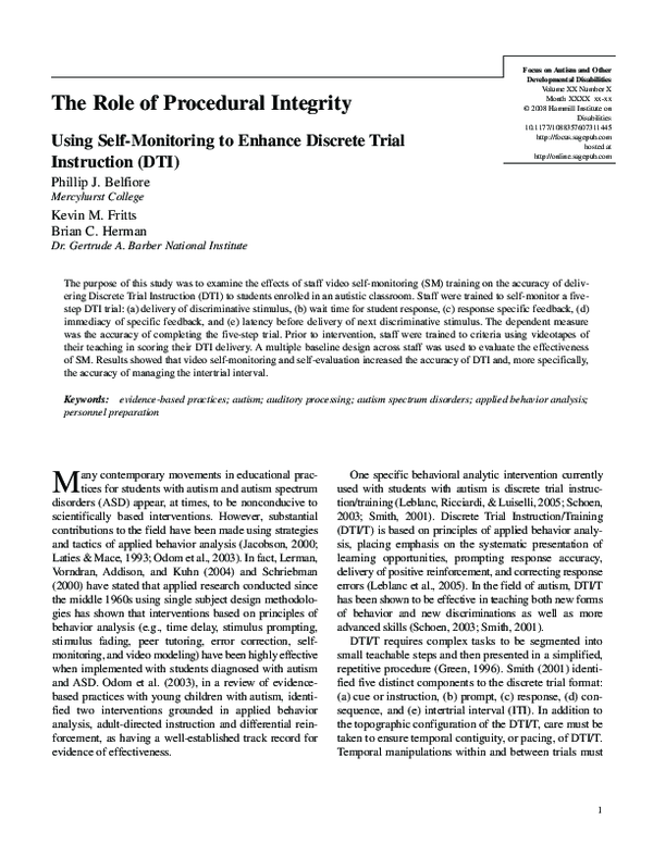 (PDF) The Role of Procedural Integrity: Using Self-Monitoring to ...