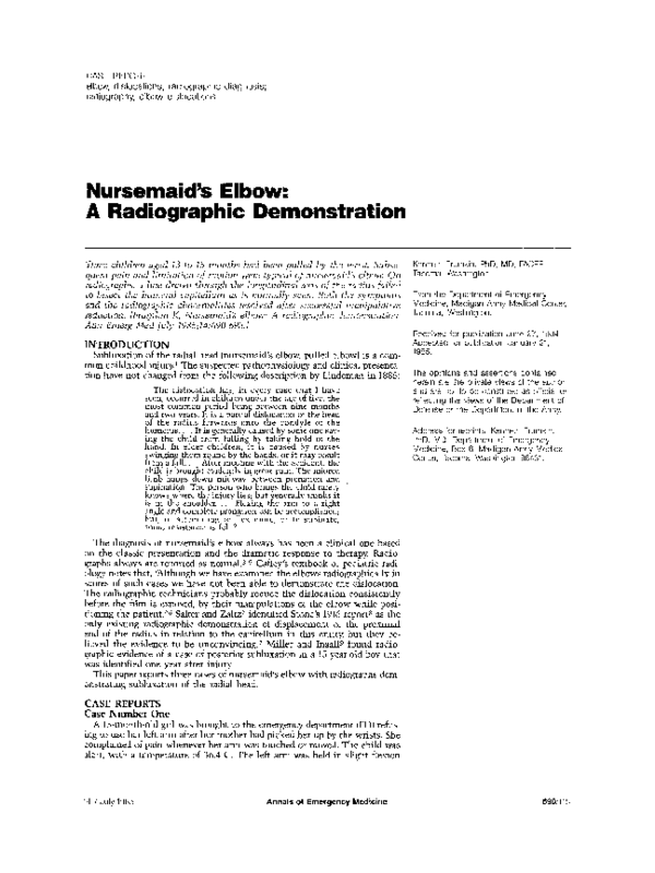 (PDF) Nursemaid's elbow: A radiographic demonstration