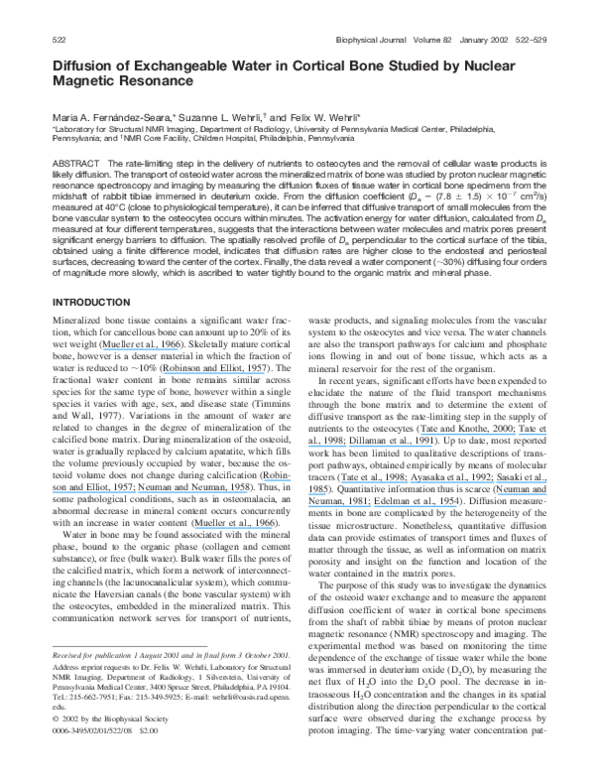 (PDF) Diffusion of Exchangeable Water in Cortical Bone Studied by ...