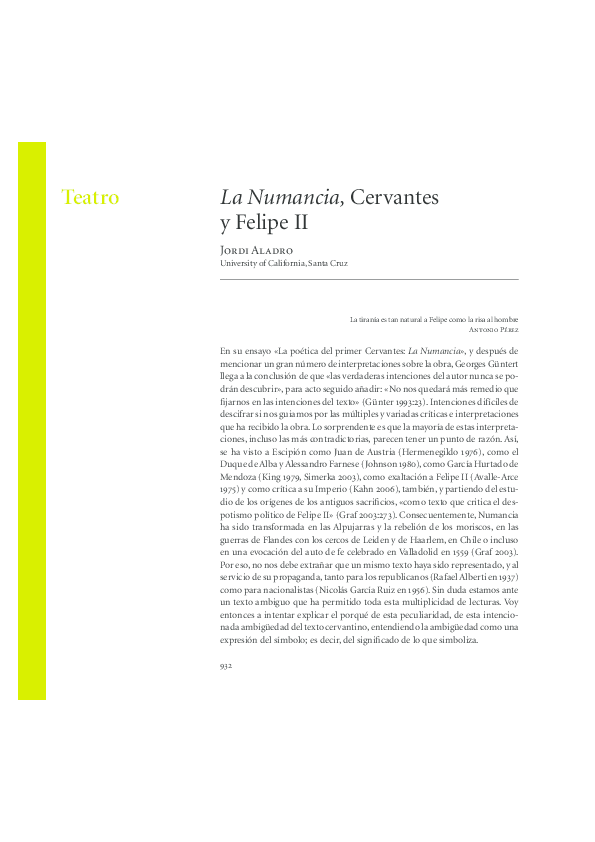 (PDF) La Numancia, Cervantes y Felipe II