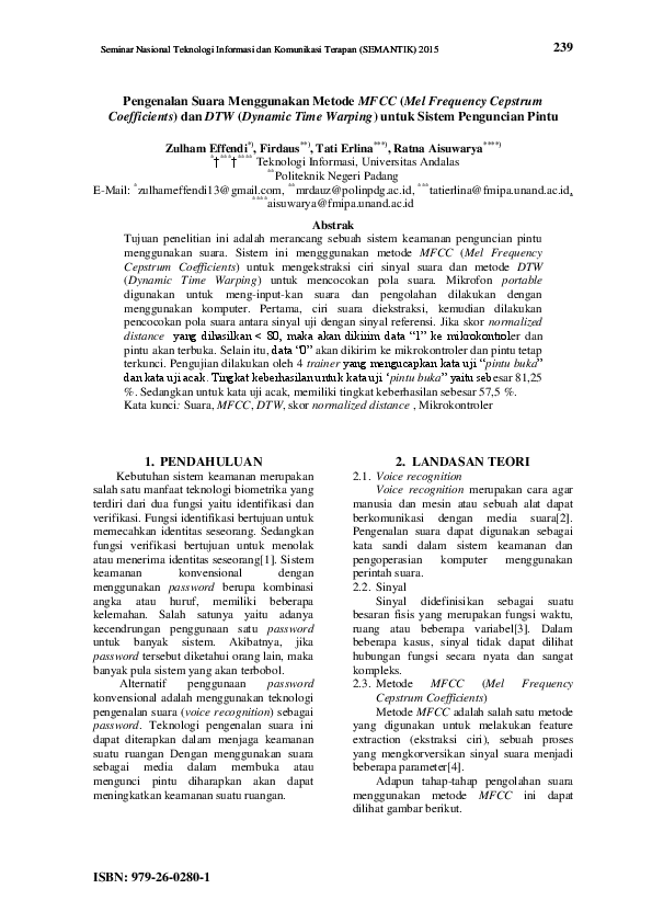 (PDF) Pengenalan Suara Menggunakan Metode MFCC (Mel Frequency Cepstrum ...