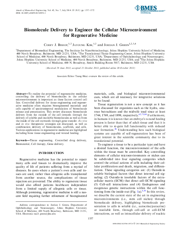 (PDF) Biomolecule Delivery to Engineer the Cellular Microenvironment ...