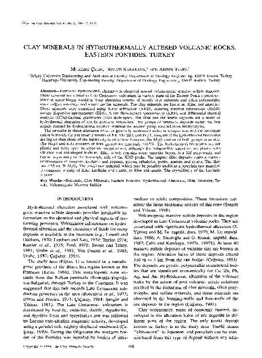 (PDF) Clay Minerals in Hydrothermally Altered Volcanic Rocks, Eastern ...