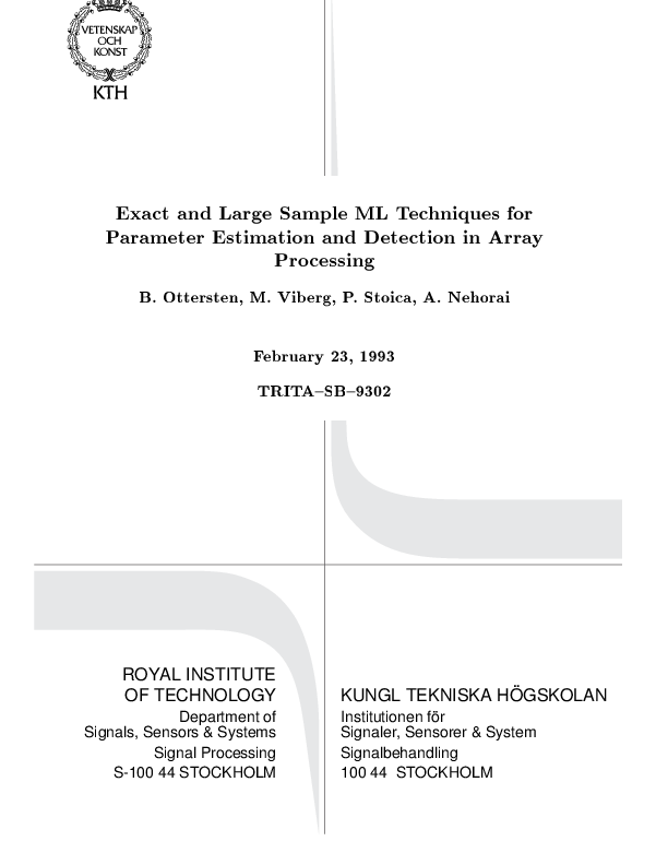 (PDF) Exact and large sample ML techniques for parameter estimation and detection in array ...