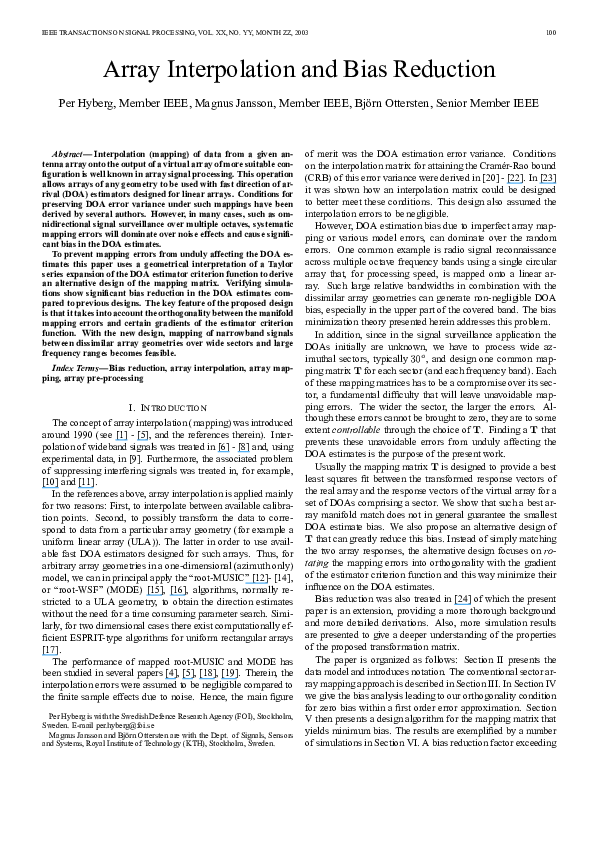 Pdf Array Interpolation And Bias Reduction