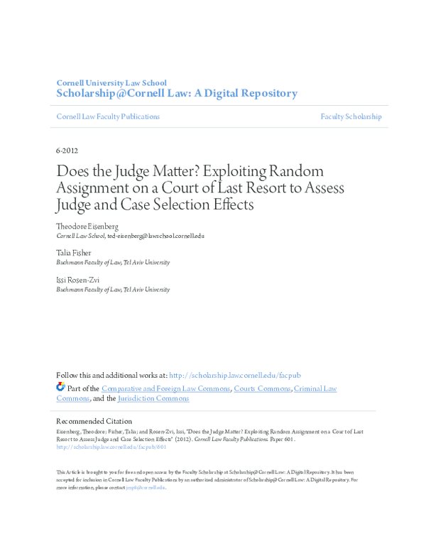 (PDF) Does the Judge Matter? Exploiting Random Assignment on a Court of ...