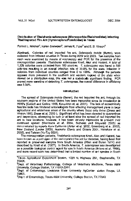 (PDF) Distribution of Thelohania solenopsae (Microsporida ...