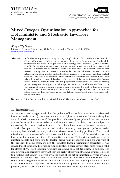 (PDF) Mixed-Integer Optimization Approaches for Deterministic and ... (PDF) Mixed-Integer Optimization Approaches for Deterministic and ...