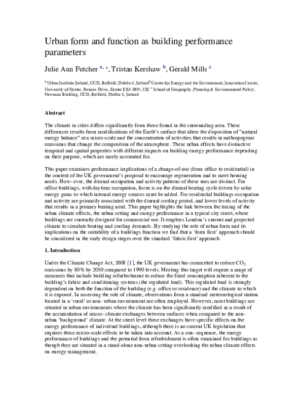 (PDF) Urban form and function as building performance parameters