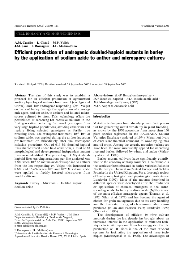 (PDF) Efficient production of androgenic doubled-haploid mutants in ...