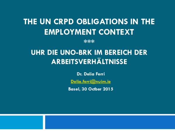 (PDF) THE UN CRPD OBLIGATIONS IN THE EMPLOYMENT CONTEXT *** UHR DIE UNO ...