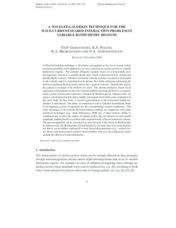 (PDF) A Wavelet Galerkin technique for the wave-current-seabed interaction in variable ...