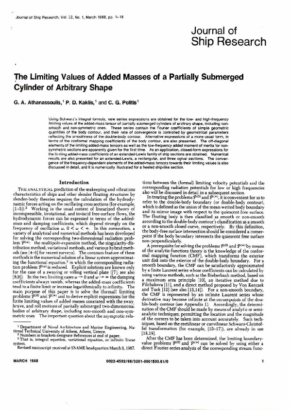 (PDF) The Limiting Values of Added Masses of a Partially Submerged ...