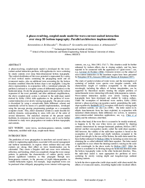 (PDF) A phase-resolving, coupled-mode model for wave-current-seabed interaction over steep 3D ...