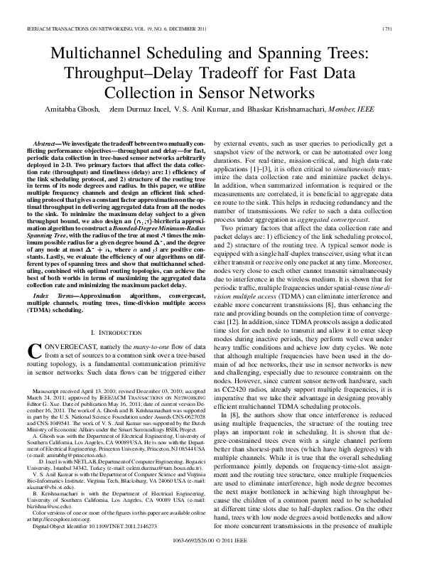 (PDF) Multichannel scheduling and spanning trees: throughput-delay ...