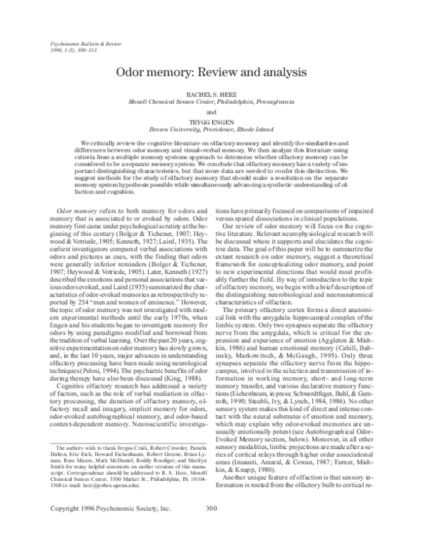 (PDF) Odor memory: Review and analysis