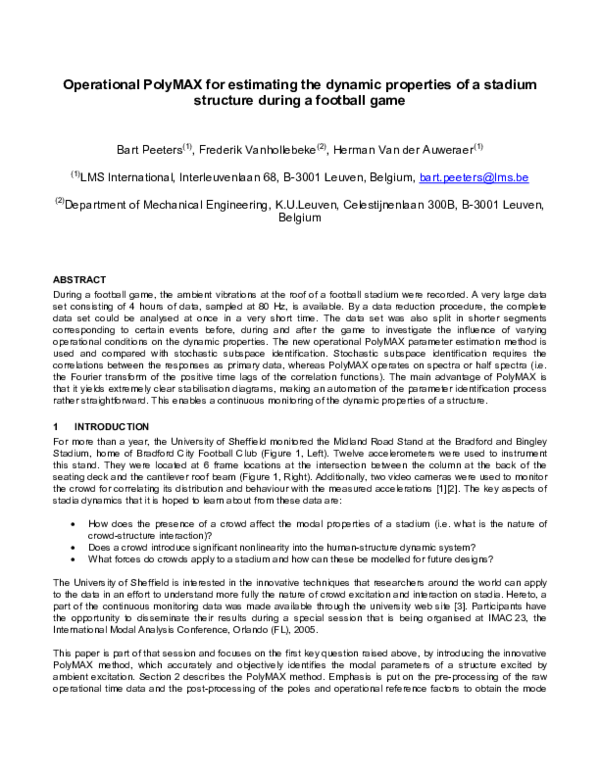(PDF) Operational modal analysis for estimating the dynamic properties ...