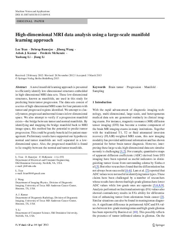 (PDF) High-dimensional MRI data analysis using a large-scale manifold ...