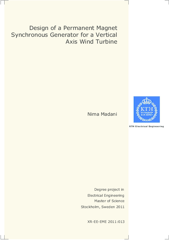 (PDF) Design of a Permanent Magnet Synchronous Generator for a Vertical ...