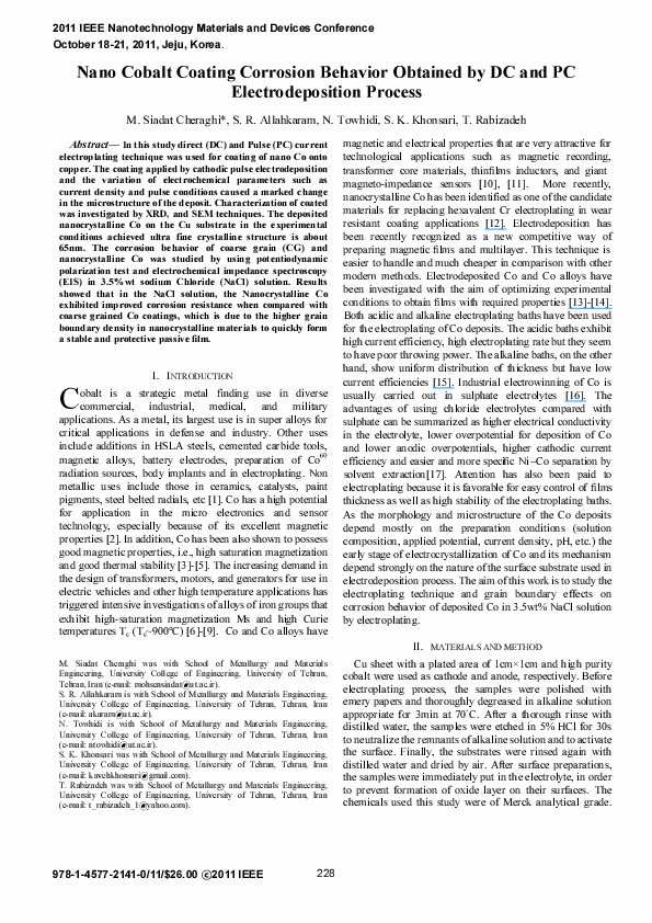 (PDF) Nano cobalt coating corrosion behavior obtained by DC and PC ...