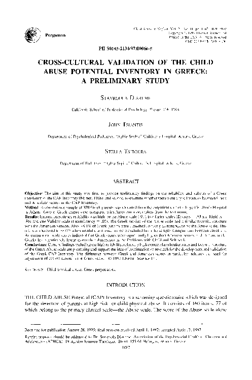 (PDF) Cross-cultural validation of the child abuse potential inventory ...