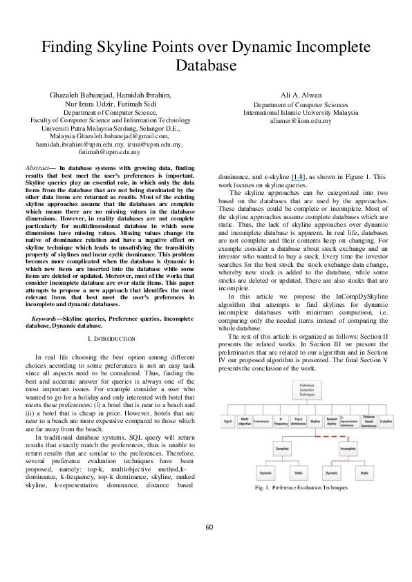 (PDF) Finding Skyline Points over Dynamic Incomplete Database