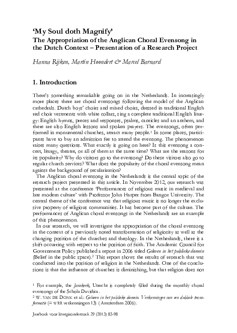 (PDF) ‘My Soul doth Magnify’. The Appropriation of the Anglican Choral ...