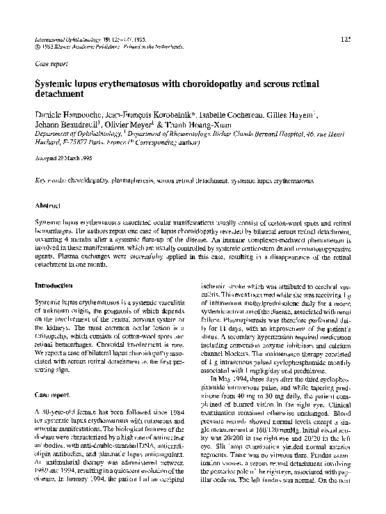 (PDF) Systemic lupus erythematosus with choroidopathy and serous ...