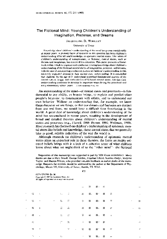 (PDF) The Fictional Mind: Young Children′ s Understanding of ...