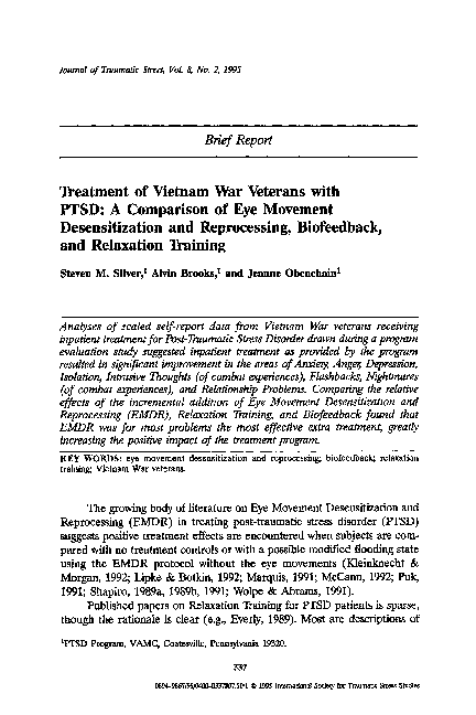 (PDF) Treatment of vietnam war veterans with PTSD: A comparison of eye ...