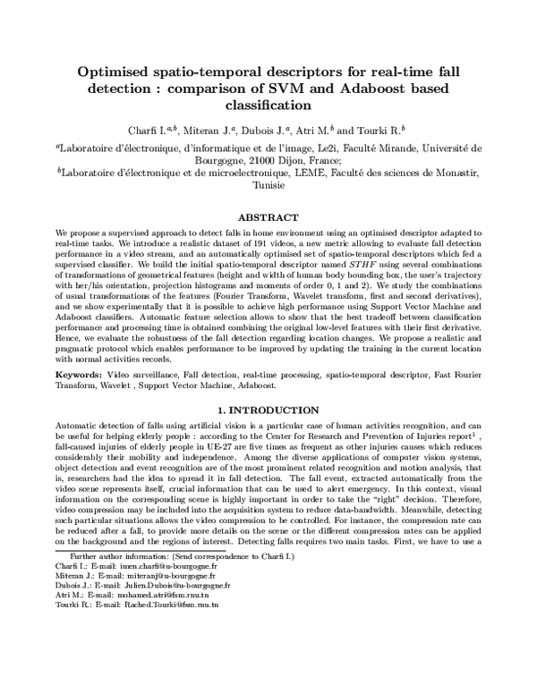 Pdf Optimized Spatio Temporal Descriptors For Real Time Fall Detection Comparison Of Support
