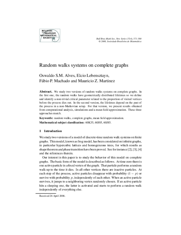 (PDF) Random Walks Systems on Complete Graphs