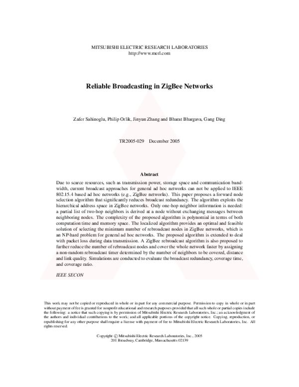 (PDF) Reliable broadcasting in ZigBee networks