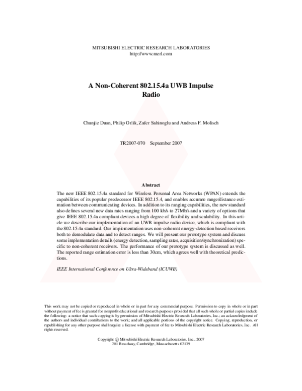 (PDF) A Non-Coherent 802.15.4a UWB Impulse Radio