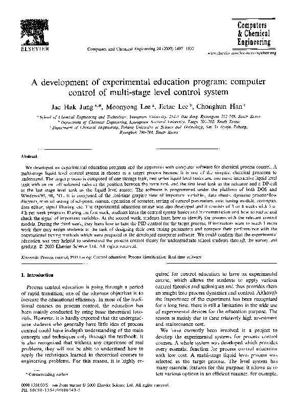 (PDF) A development of experimental education program: computer control ...