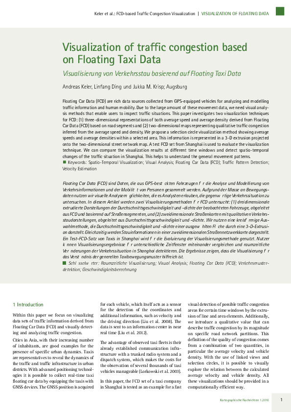 Pdf Visualization Of Trafﬁc Congestion Based On Floating Taxi Data