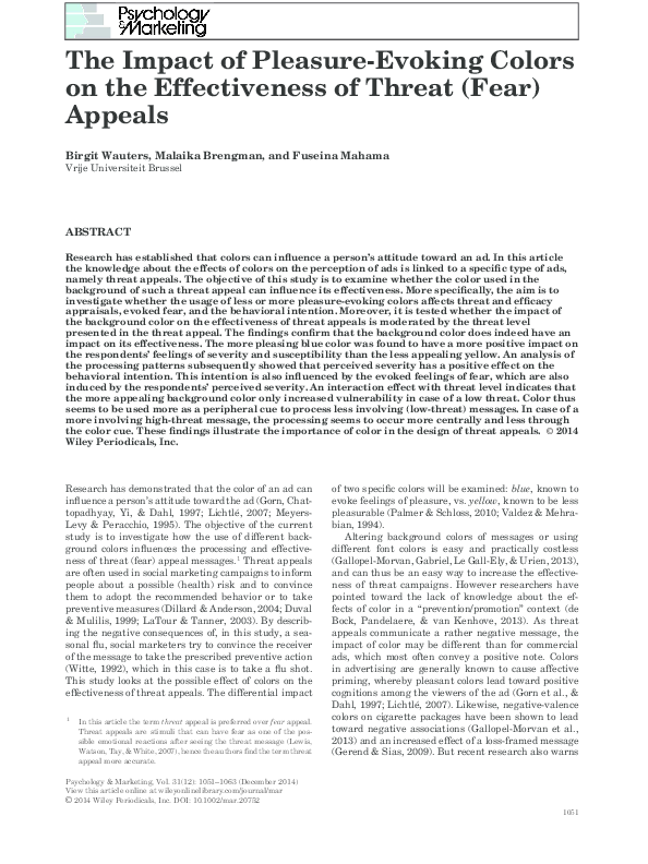 (PDF) The Impact of Pleasure-Evoking Colors on the Effectiveness of ...