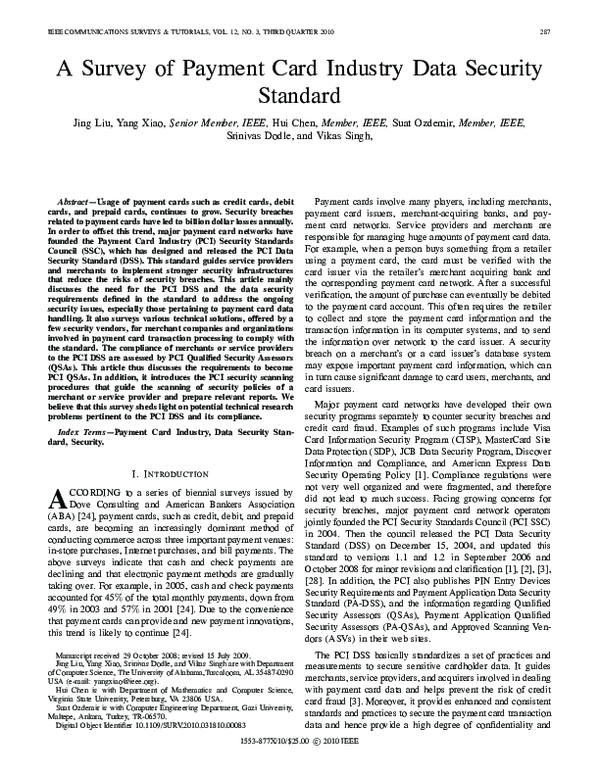 (PDF) A Survey of Payment Card Industry Data Security Standard