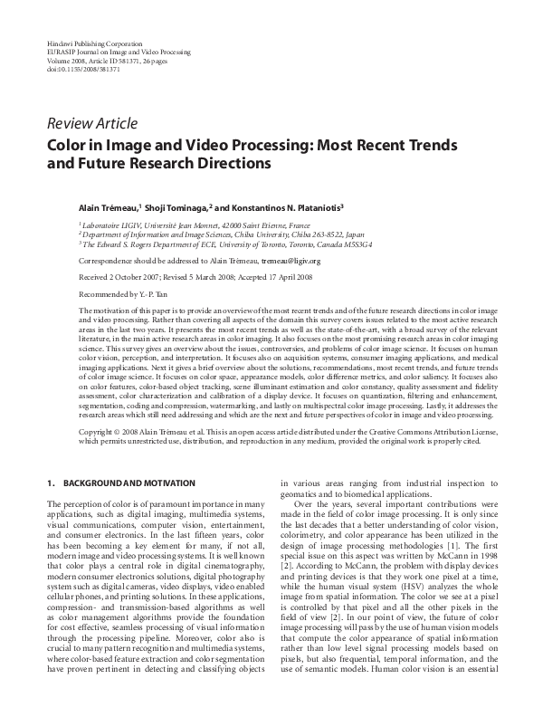(PDF) Color image coding by colorization approach | Shoji Tominaga - Academia.edu