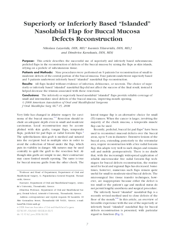 (PDF) Superiorly or Inferiorly Based “Islanded” Nasolabial Flap for ...