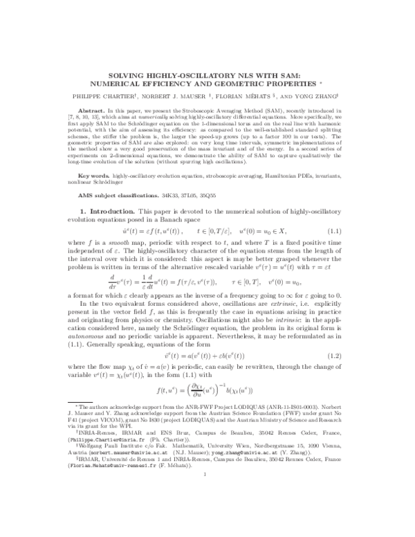 (PDF) Solving highly-oscillatory NLS with SAM: numerical efficiency and geometric properties