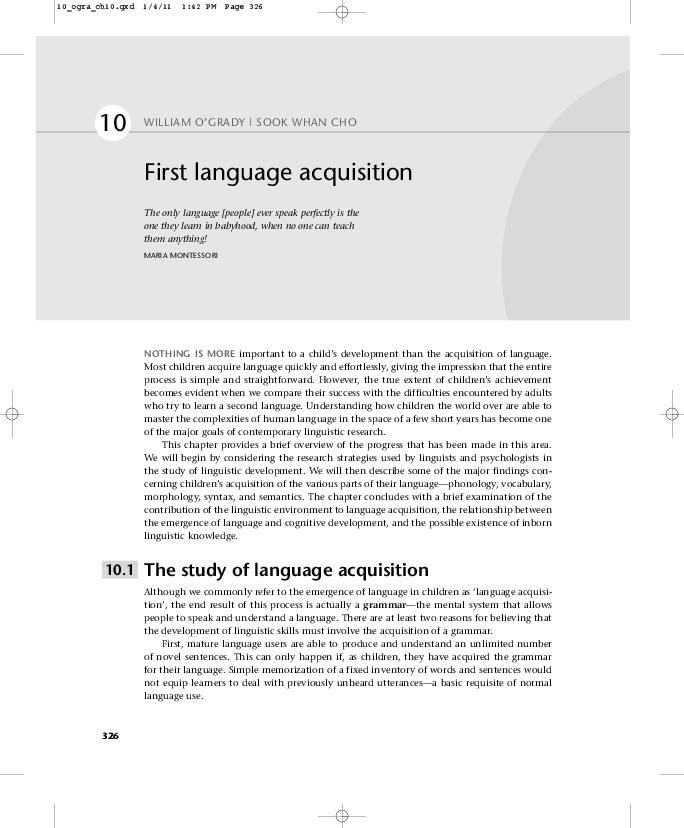 (PDF) Language acquisition: The emergence of a grammar