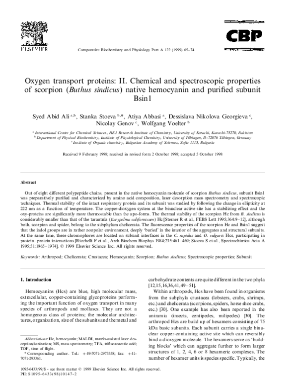 (PDF) Oxygen transport proteins: II. Chemical and spectroscopic ...