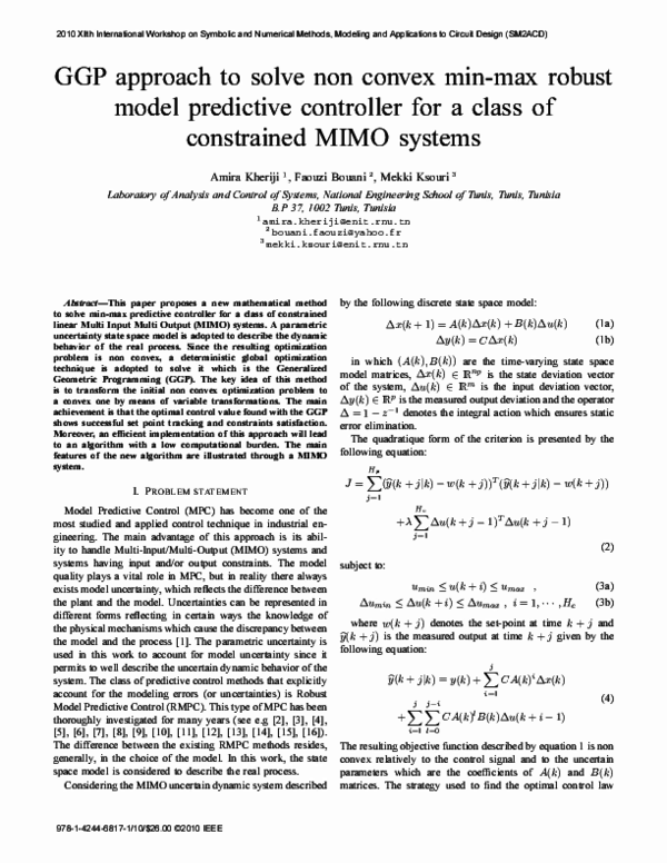 Pdf Ggp For Non Convex Mimo Control Problems
