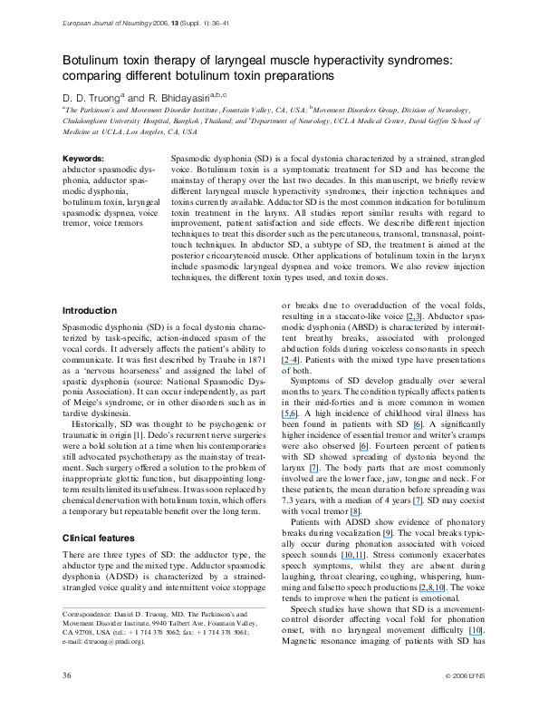 (PDF) Botulinum toxin therapy of laryngeal muscle hyperactivity ...
