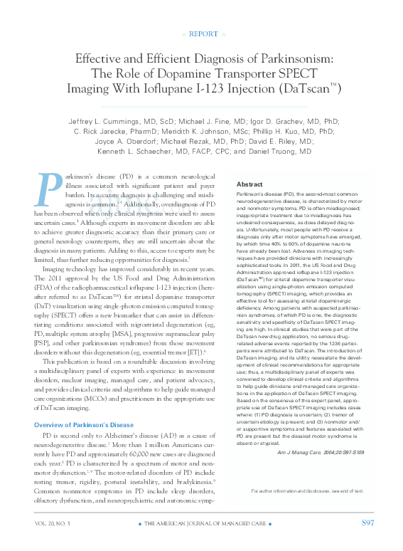 (PDF) Effective and efficient diagnosis of parkinsonism: the role of ...
